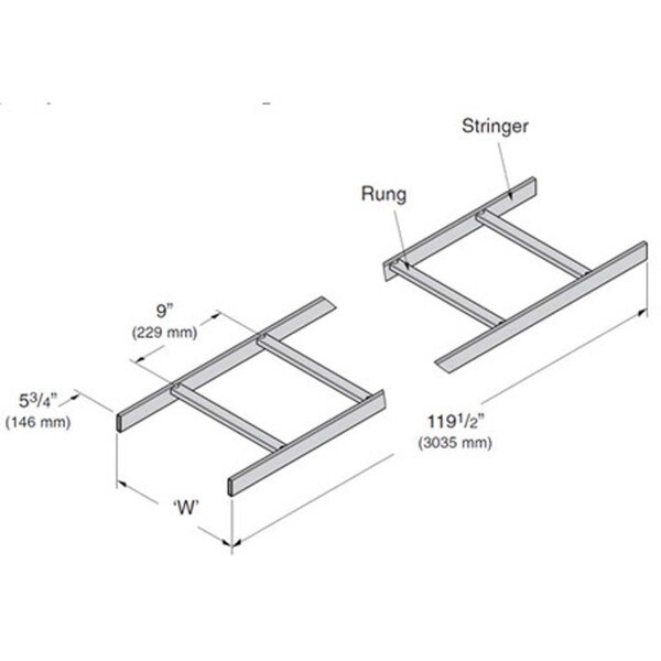 Cable Runway, 24" Wide, 116-1/2" Long, 1-1/2" Tube, Channel Rungs ...