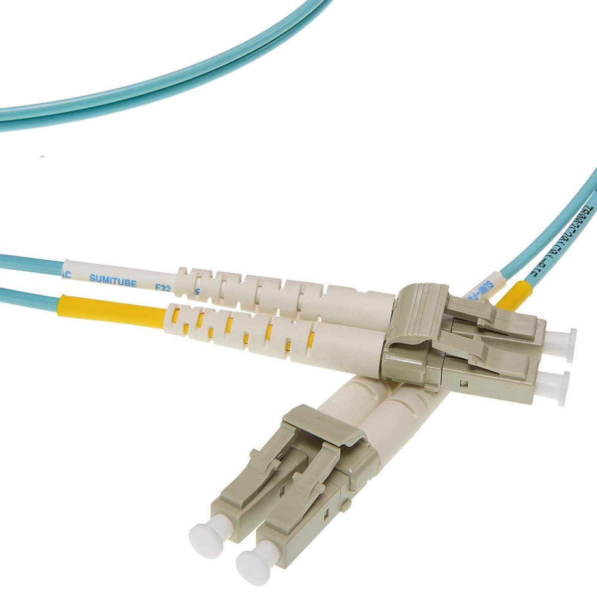 Fiber Jumper, OM4, MM, Duplex, Aqua, 2M, LCU-LCU | ASK Tower Supply