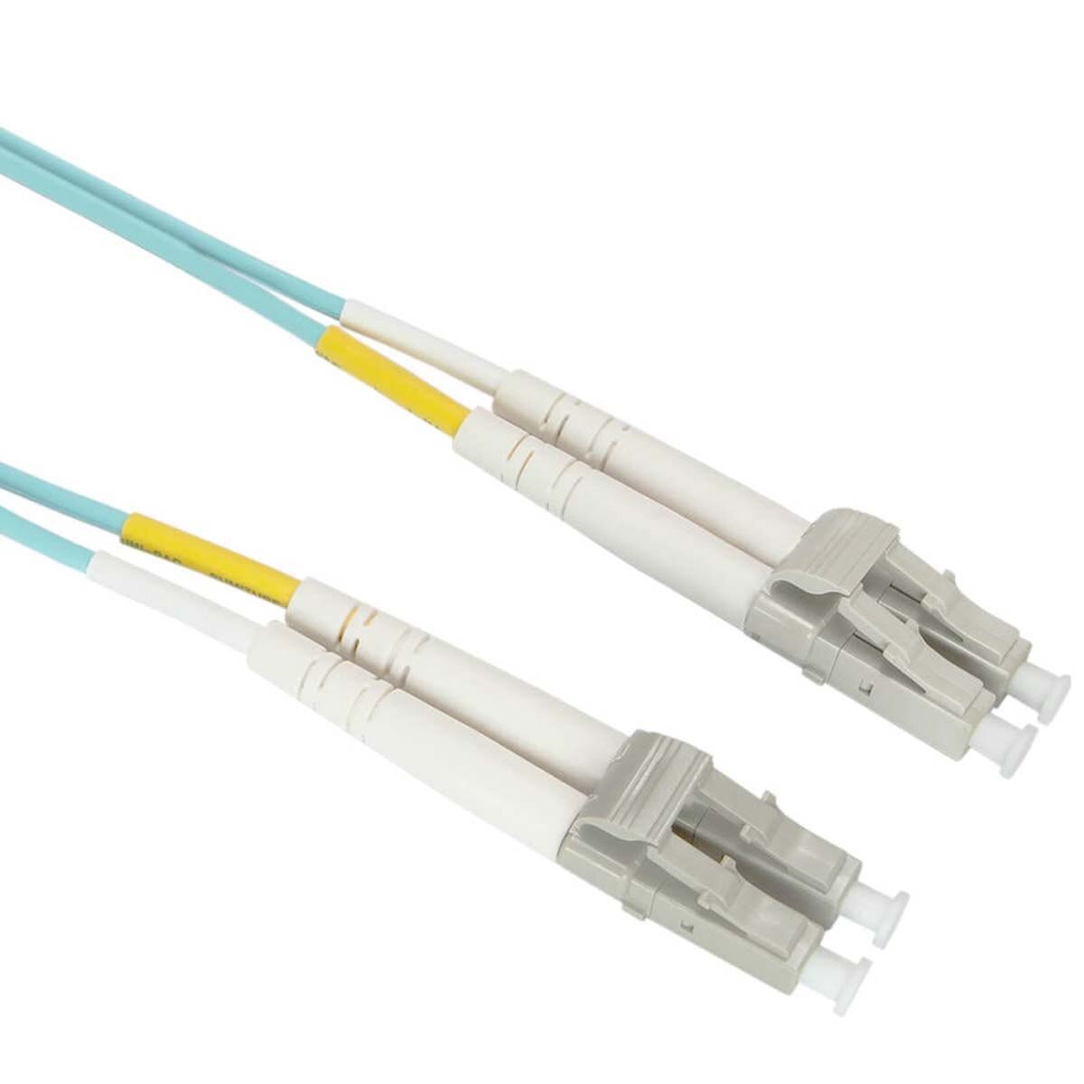 Fiber Jumper, OM4, MM, Duplex, Aqua, 5M, LC-LC | ASK Tower Supply